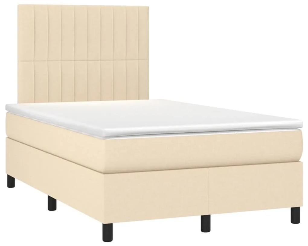 vidaXL Box spring postel s matrací krémová 120x190 cm textil
