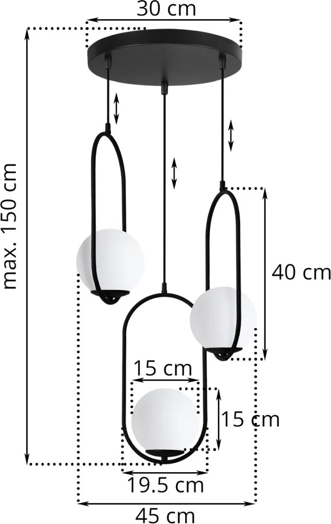 Závěsné svítidlo Florence, 3x bílé skleněné stínítko, b, o, U