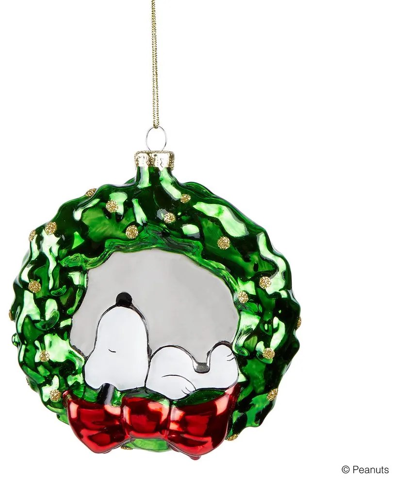 PEANUTS Skleněná ozdoba Snoopy věněc