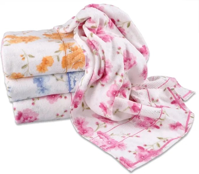 Vesna | Květy froté ručník růžový 50x90 cm, 100% bavlna