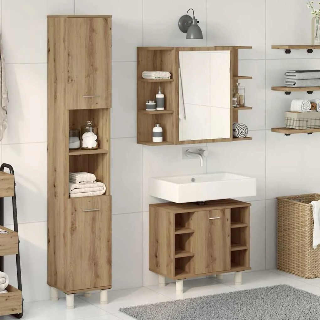 3dílná koupelnová sestava dub artisan kompozitní dřevo 3328570