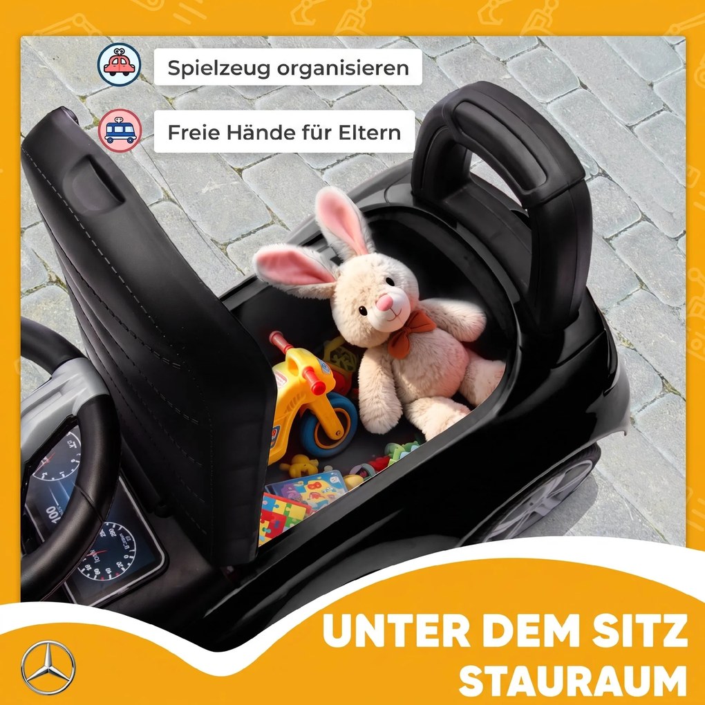 AIYAPLAY Dětské odrážedlo Mercedes-Benz C-Class s klaksonem, zvuky motoru, úložným prostorem, pro děti 18-36 měsíců, černé