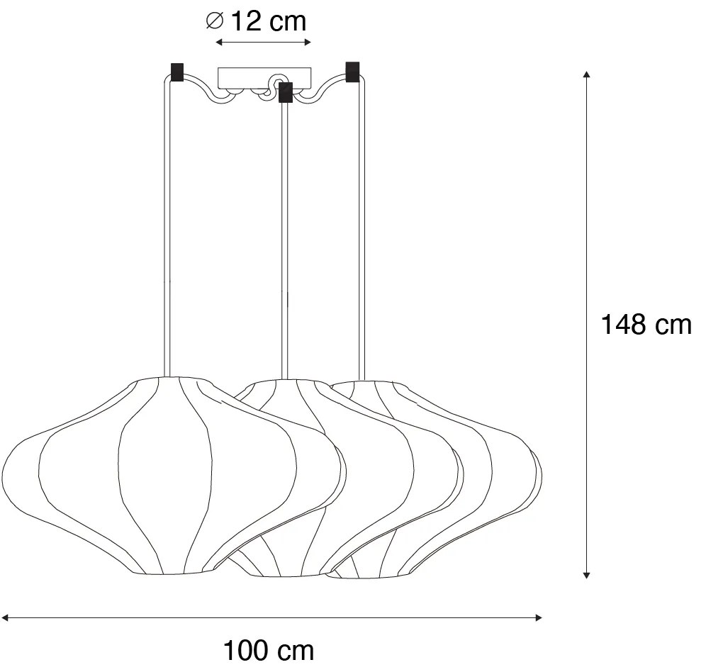 Chytré závěsné svítidlo bílé 50 cm 3-světelné vč. 3 Wifi G95 - Plu