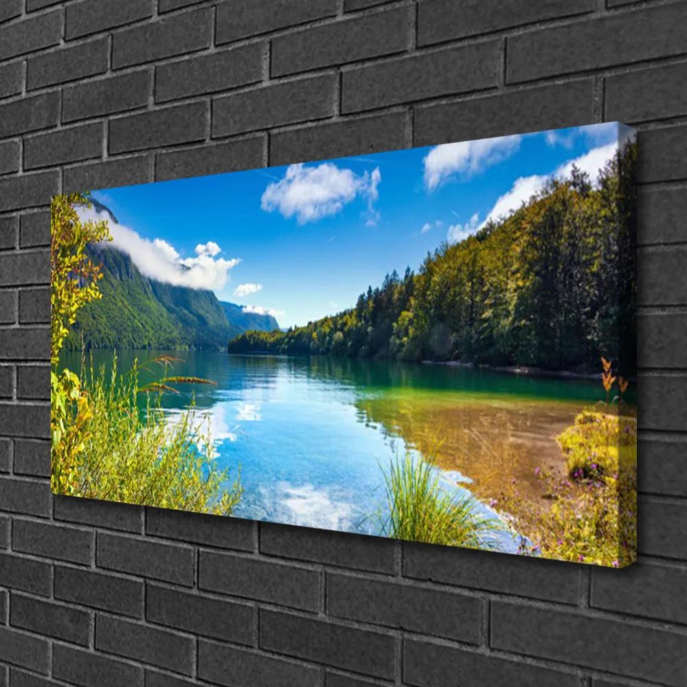 Obraz na plátně Hory Les Příroda Jezero 125x50 cm