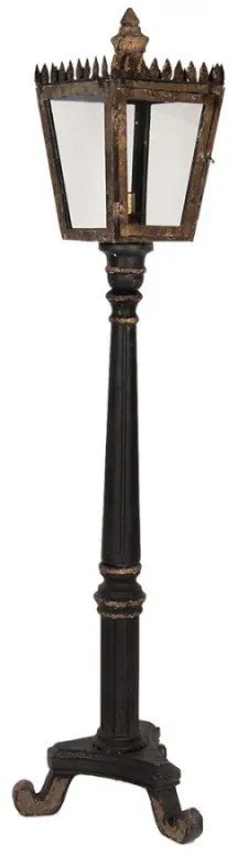 Černá stojací lampa ve tvaru plynové lucerny – 44x40x172 cm