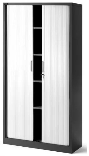 JAN NOWAK - Kovová policová skříň se zámkem a posuvnými dveřmi MIA - antracit/bílá - rozměr 185x90 cm - 3D6393