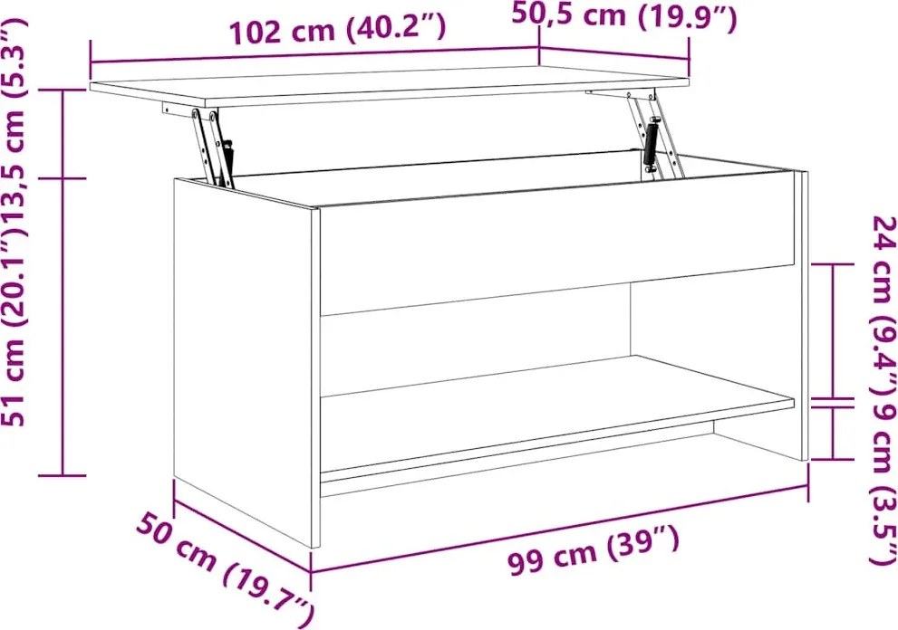 vidaXL Konferenční stolek 102 x 50 x 52,5 cm kompozitní dřevo [809647] Barva: šedá sonoma