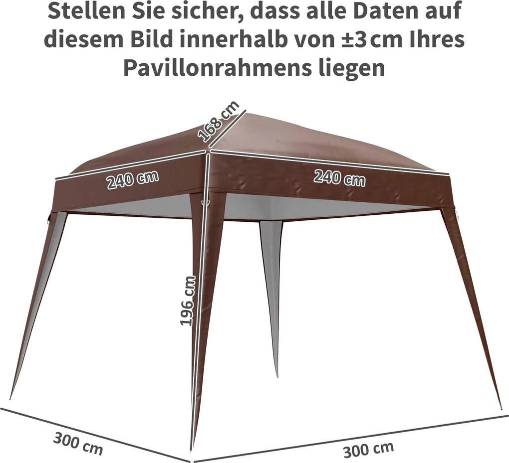 Pavillon-Ersatzdach, Ersatzplane für Pavillon 3x3 m Basis/ 2,4x2,4 m Oberseite, Gartenzeltdach-Ersatz, UPF50+