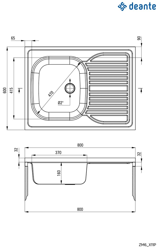 Deante Dřez Tango s odkapávačem na pravé straně, nerez - ZM6 011P