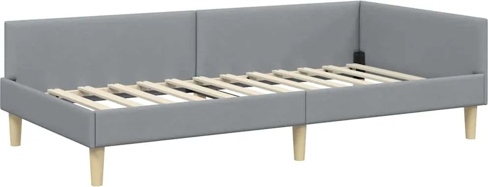 Rohový rám postele s matrací Jiný 2 ks Světle šedá textil 3393653