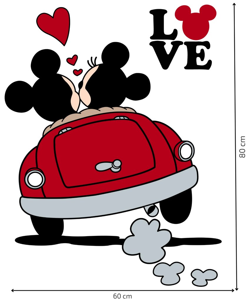 Samolepka na zeď "Mickey a Minnie v autě"