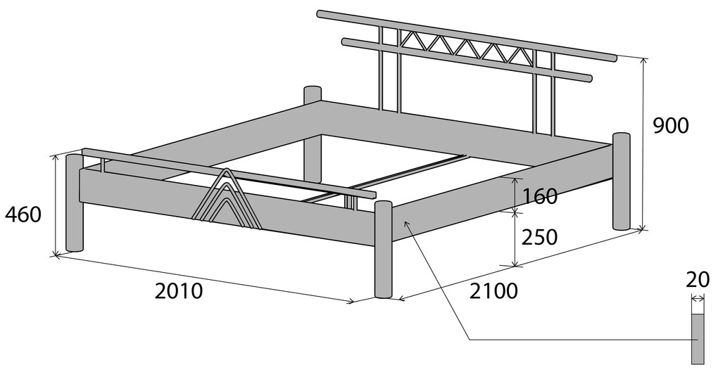 Nábytek ATIKA s.r.o. Kovová postel CHILAU Povrchová úprava: bílá, Rozměr: 100 x 200 cm