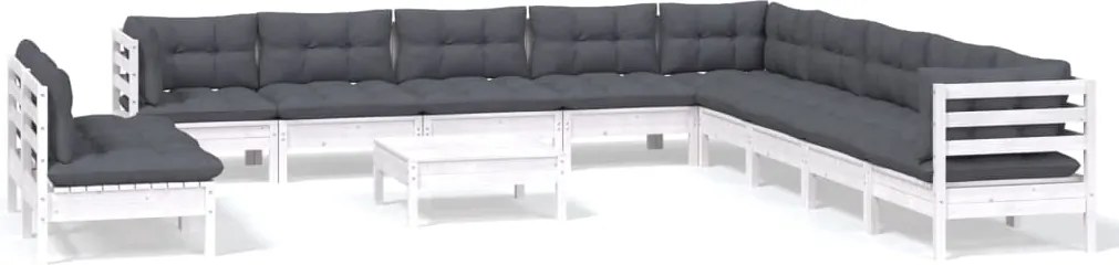 12dílná zahradní sedací souprava podušky bílá masivní borovice 3096858
