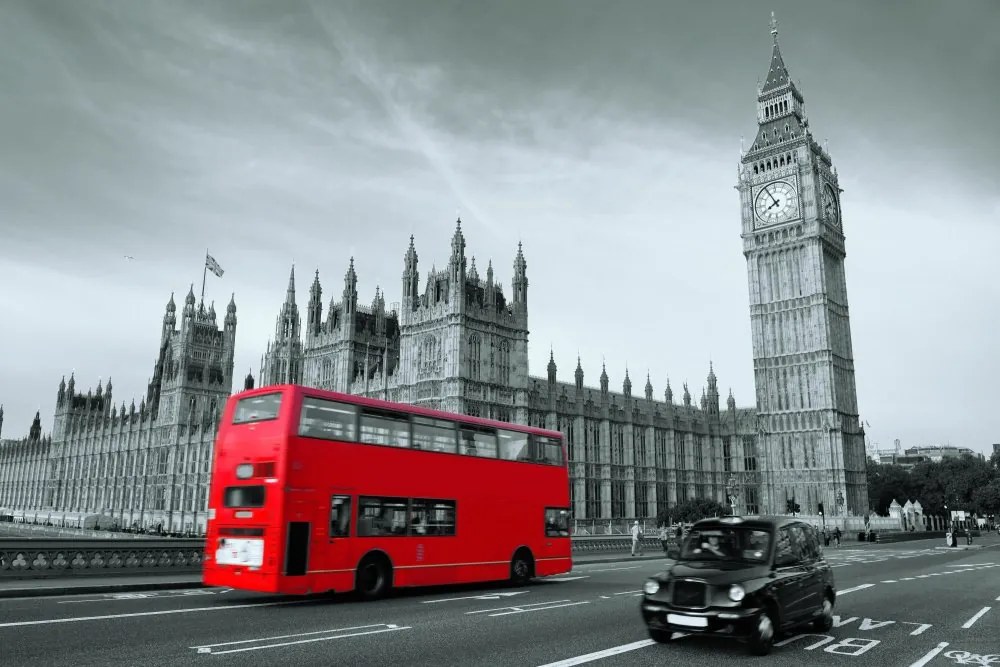 Vícedílný obraz Červený Londýnský Autobus Nedostatek Nedostatek Plátno Canvas 60x40