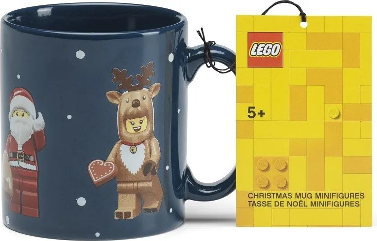 Tmavě modrý keramický dětský hrnek 300 ml Christmas Minifigures – LEGO®