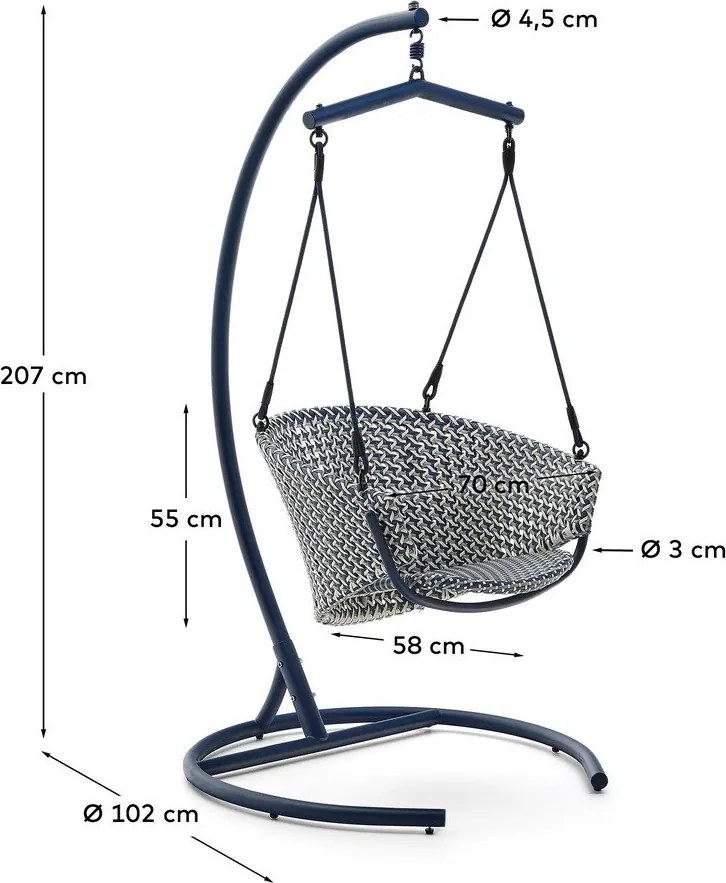 Modré ratanové závěsné zahradní křeslo Saliga – Kave Home