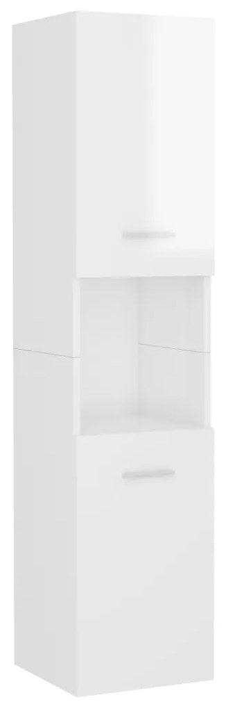 Set koupelnového nábytku II - nástěnný - s vysokou skříní - dřevotříska | bílý s vysokým leskem