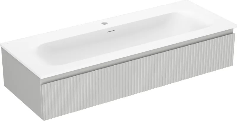 Mexen Rivel, koupelnová skříňka 120 cm s umyvadlem Vela, 1 zásuvka, drážkovaná, šedá matná/bílá, 91A20-12023-1-BF62-W23M01