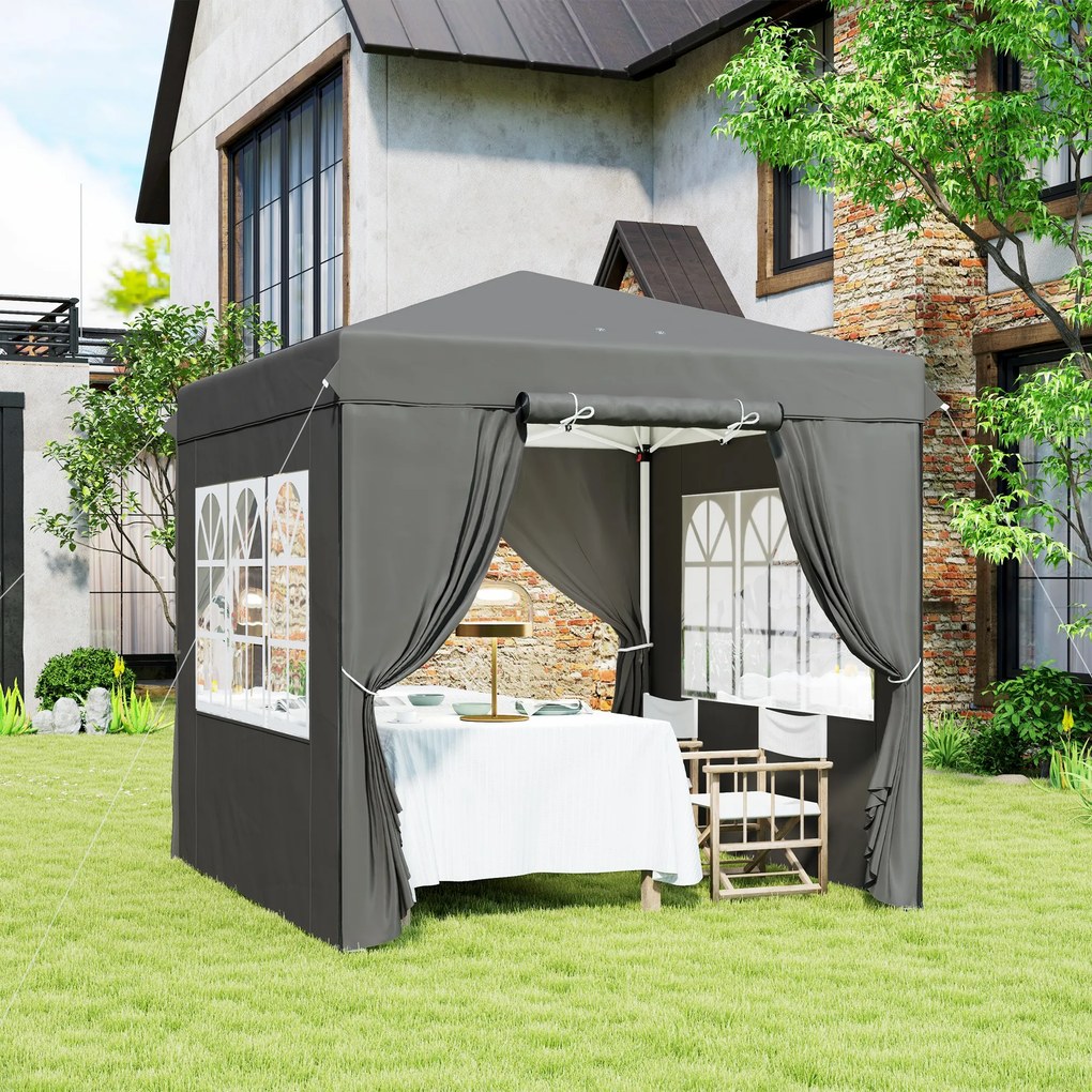 Outsunny altán 2,5x2,5 m, vodoodpudivý stabilní zimní pop-up skládací altán, UV ochrana 50+, skládací party stan zahradní stan se 4 bočními panely ta…