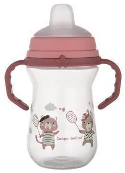 Canpol babies Hrneček se silikonovým pítkem FirstCup BONJOUR PARIS 250 ml Canpol Babies Růžový