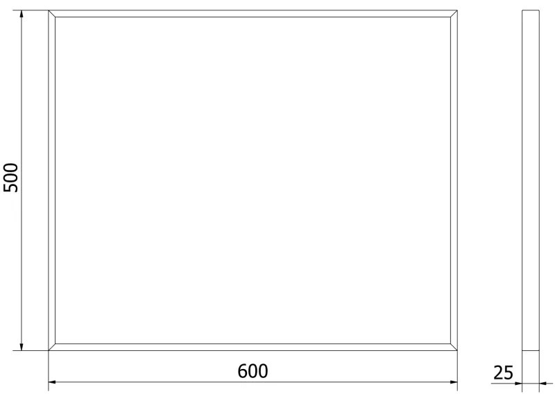 Mexen Loft, obdélníkové koupelnové zrcadlo 60 x 50 cm, barva rámu černá matná, 9852-060-050-000-70