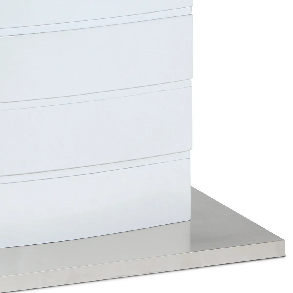 AUTRONIC Rozkládací jídelní stůl 140+40x80x76 cm, bílé sklo, bílý vysoký lesk, broušený n