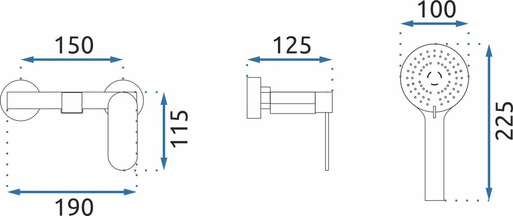 REA Berg, vanová baterie s ruční sprchovou sadou, černá, REA-B2040