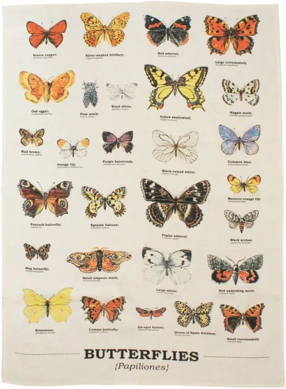 Utěrka z bavlny Gift Republic Multi Butterflies, 50 x 70 cm