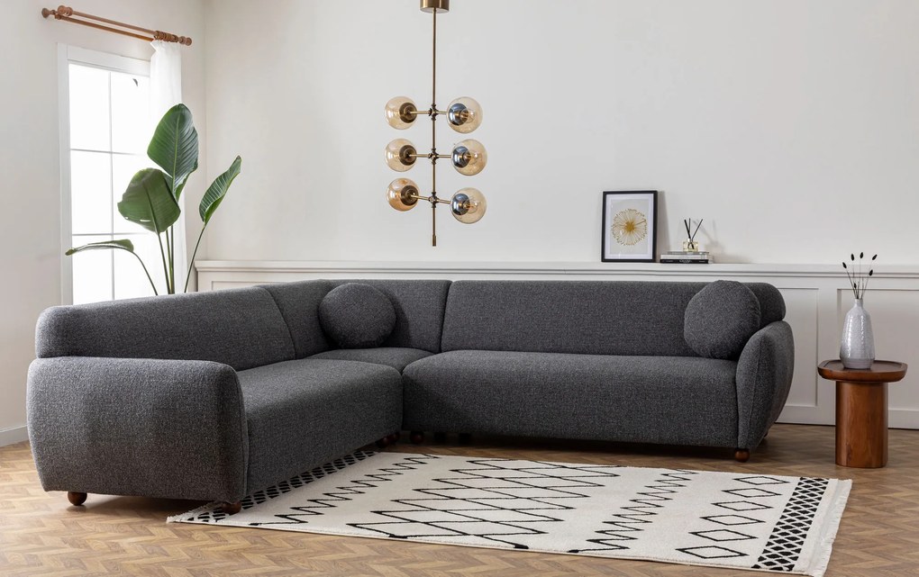 Atelier del Sofa Rohová sedací souprava Eddy Corner 2 (3L-C-3R) - Dark Grey, Tmavá Šedá