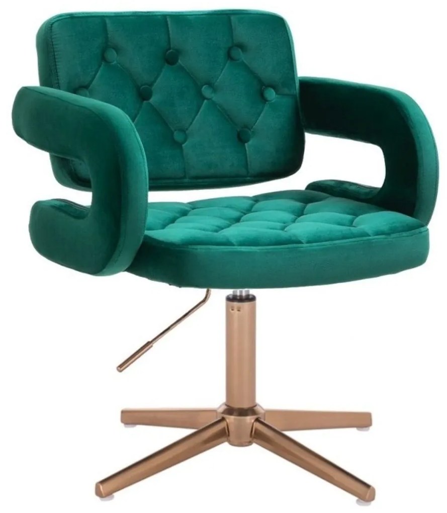 LuxuryForm DESIGN Otočná židle ADRIA VELUR na zlatém kříži - zelená