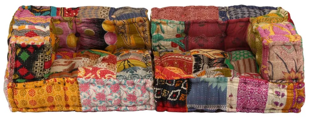 vidaXL Marketos 2místný modulární pouf patchwork textil