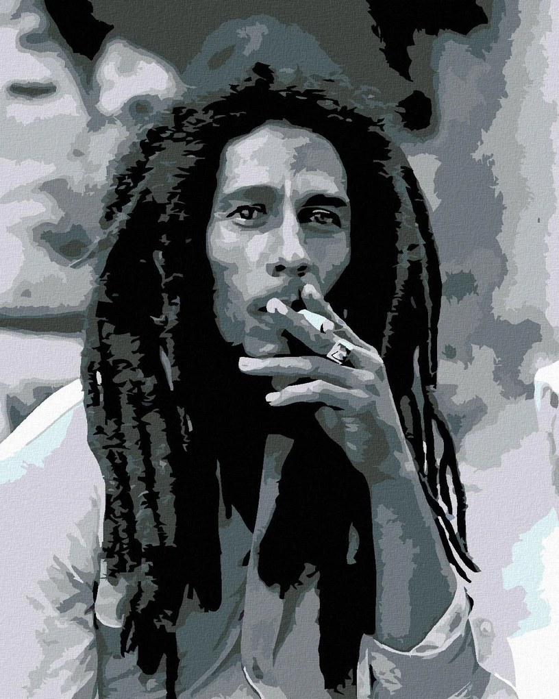 zuty malování podle čísel - kouřící bob marley, 40x50 cm, vypnuté plátno na rám
