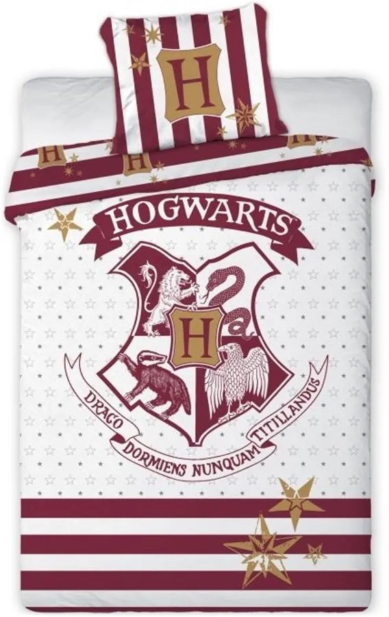 Bavlněné ložní povlečení Harry Potter - motiv erb Hogwarts - 100% bavlna - 70 x 90 cm + 140 x 200 cm