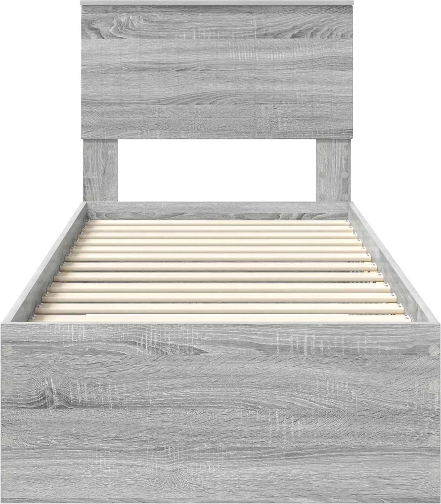 Rám postele Šedý Sonoma a stříbrná 75 x 190 cm Kompozitní dřevo 3410963