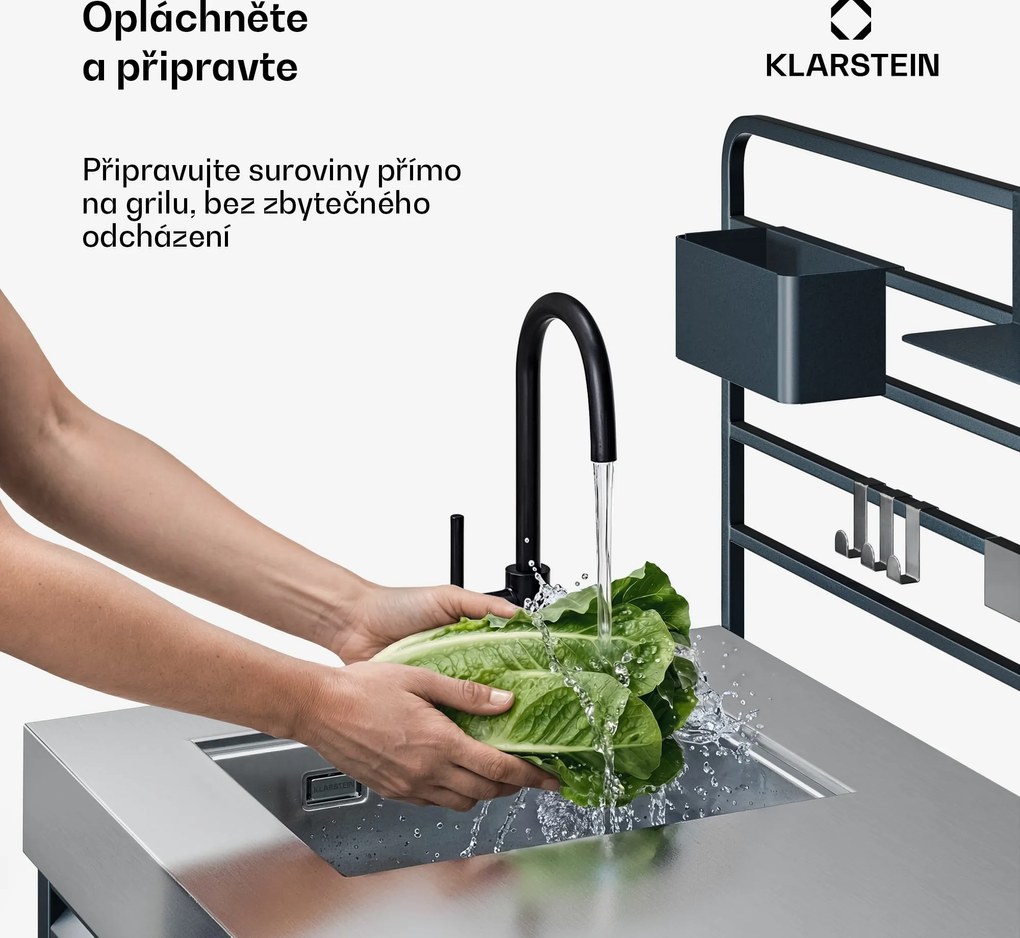 Klarstein Dřezová skříňka WaldChef | Nerezový dřez | Odolný proti povětrnostním vlivům | 90 x 135 cm