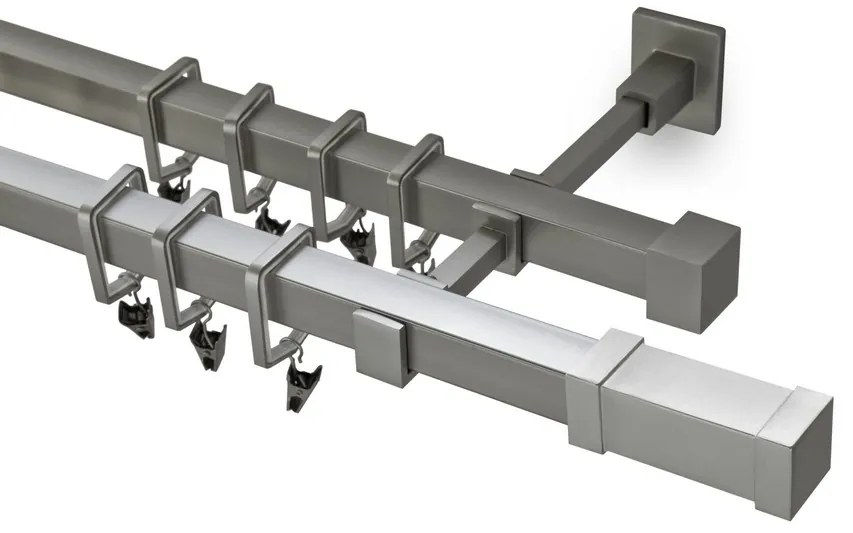 Garnýž kovová 240 cm dvouřadá - dvojitá 20x20 Zanotti matná stříbrná