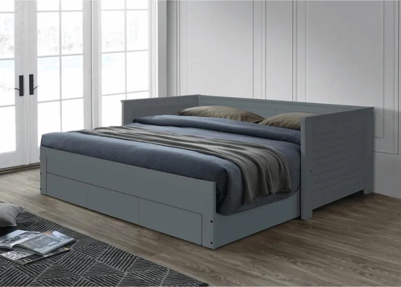Rozkládací postel 90/180x200, šedá, GORETA Kondela 0000252394