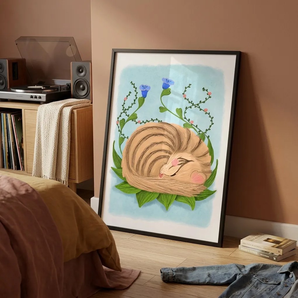Kristýna Pýchová | Toulavá kočka Rám: Černý, Velikost: 100 x 70 cm