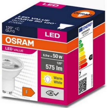 LED žárovka GU10 PAR16 OSRAM VALUE 6,9W (50W) teplá bílá (2700K), reflektor 120°