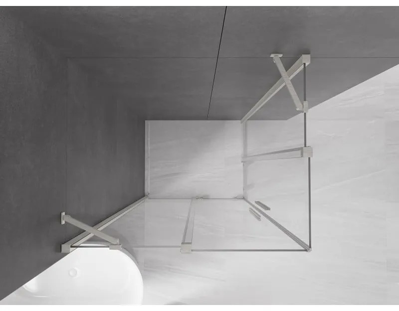 Mexen Velar Duo, sprchový kout s posuvnými dveřmi 90 x 80 cm, 8mm čiré sklo, broušená ocel, 871-090-080-02-97