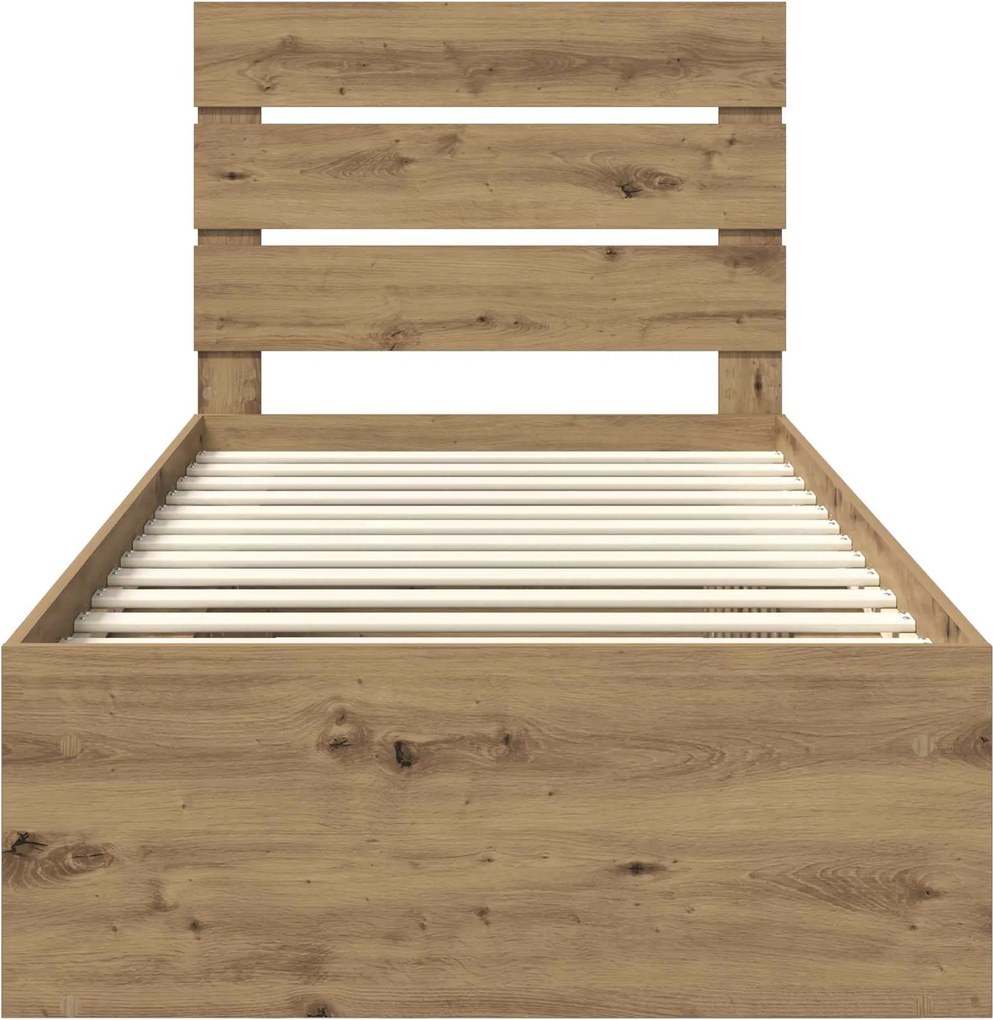 Rám postele Umělecký dub 90 x 200 cm Masivní borové dřevo 3411791