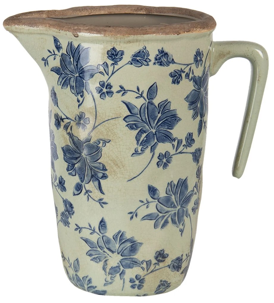 Keramický džbán s modrým potiskem L - 22*14*22 cm