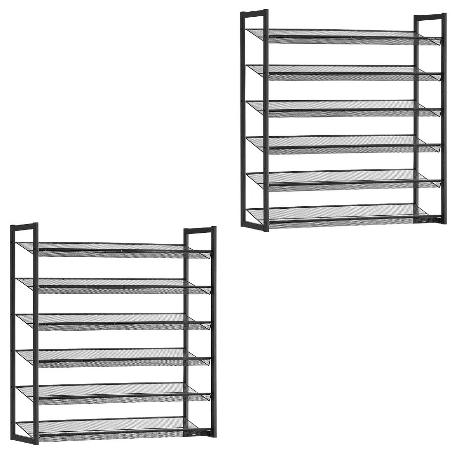 Stohovatelný regál na boty IDA, 12 polic, 92,5x31x223cm, černá Jurhan