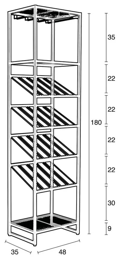 Černá kovová vinotéka na 20 lahví, 48x180 cm Cantor - Zuiver