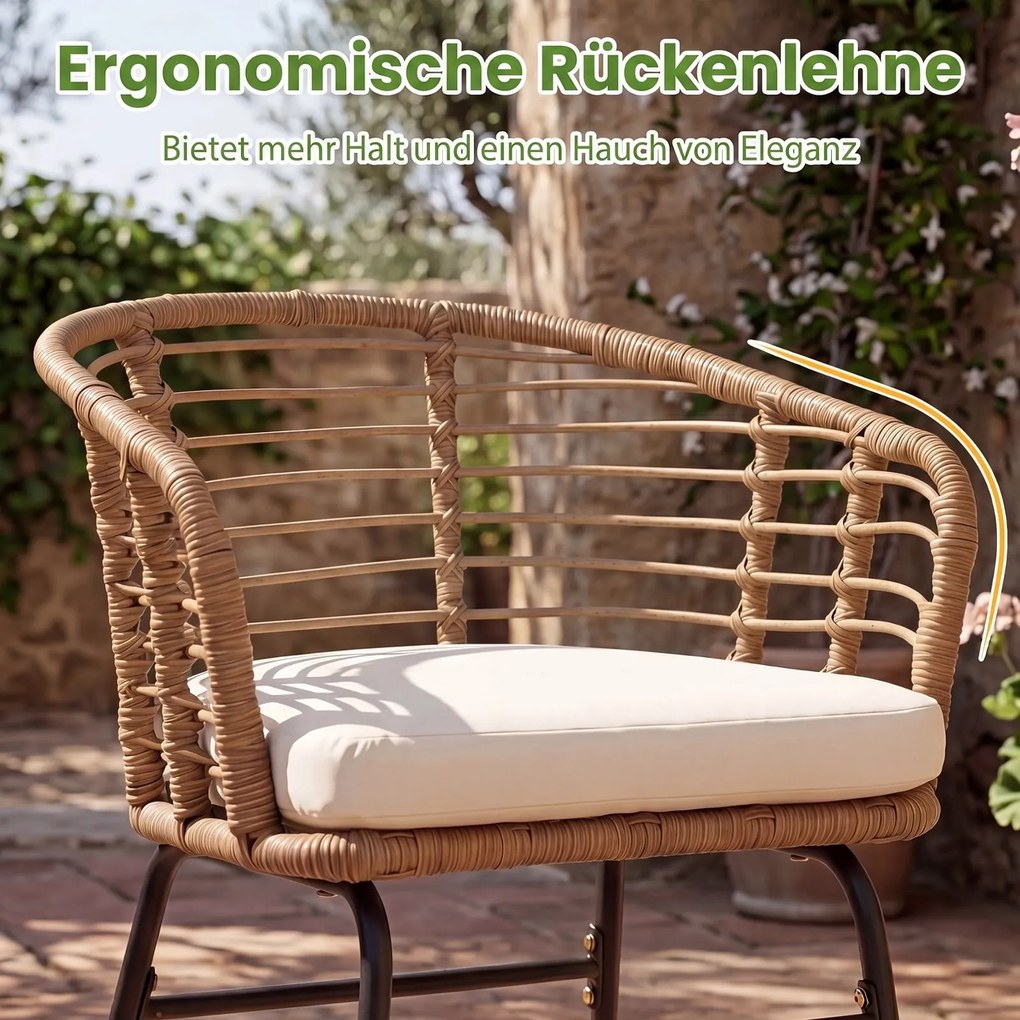 Costway 3-dílný set ratanového zahradního nábytku bistro set pro 2 osob