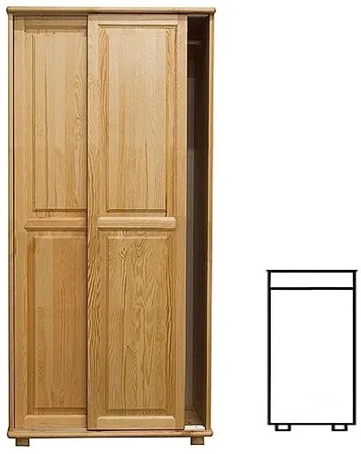 Magnat Skříň 2D nr. 6 - 80 cm, posuvné dveře, věšák - ořech