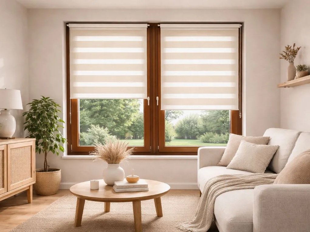 ZEBRA-SHOP Roleta DEN A NOC / MINI / PREMIUM / krémová / BH 12 Barva mechanizmu: šedá, Výška: 220, Šířka: 95