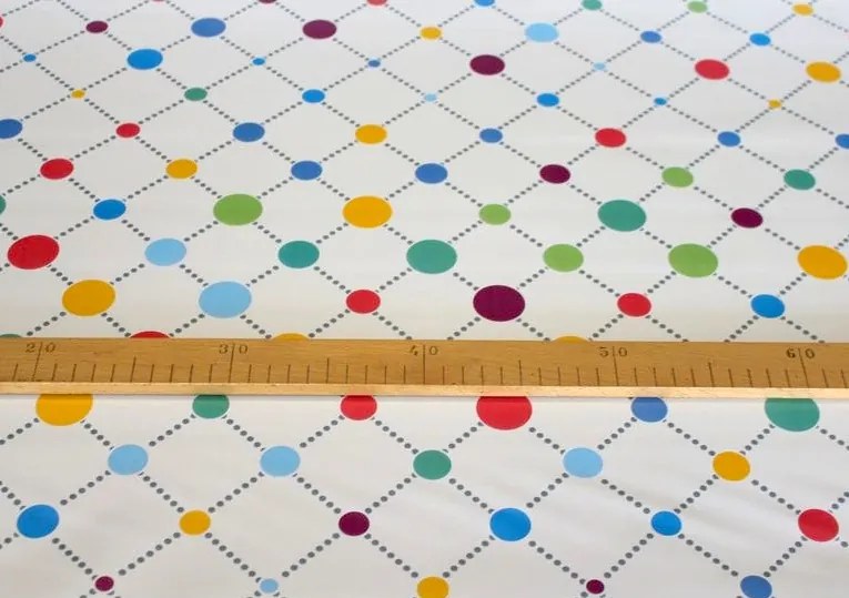 Ubrus PVC Mirabella DC-445A - Barevné puntíky, 140cm x 20m