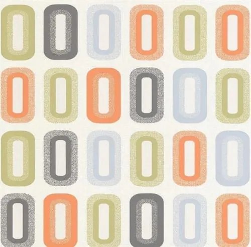 Vinylové tapety na zeď Collection 18190-40, rozměr 10,05 m x 0,53 m, retro oválky oranžové, zelené, modré, P+S International