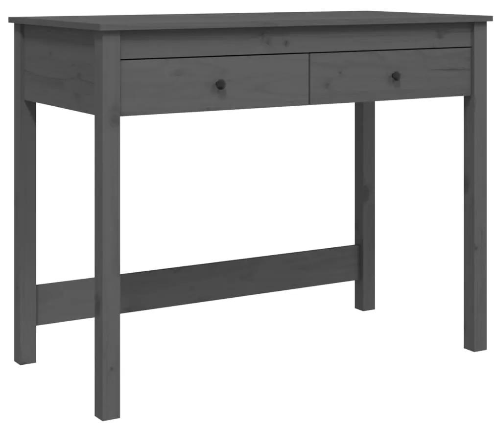 vidaXL Psací stůl se zásuvkami šedý 100x50x78 cm masivní borové dřevo